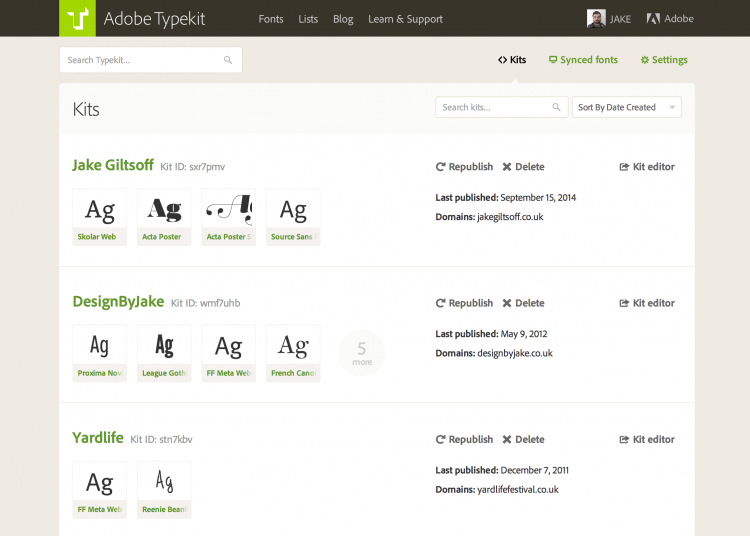 The Typekit Blog | Kit Management is here