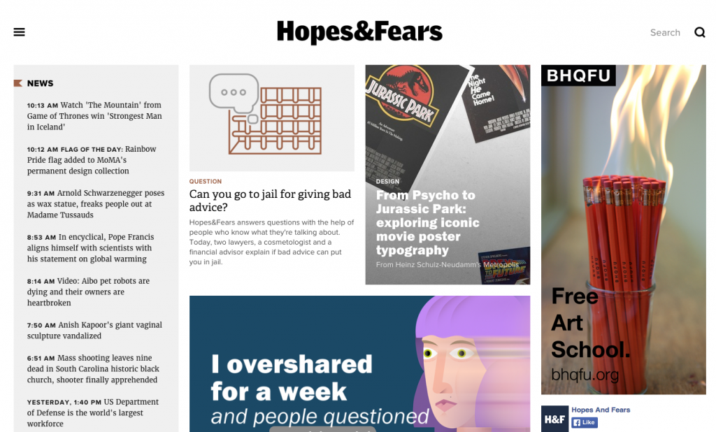 The Typekit Blog | Sites We Like: Hopes&Fears and Cereal